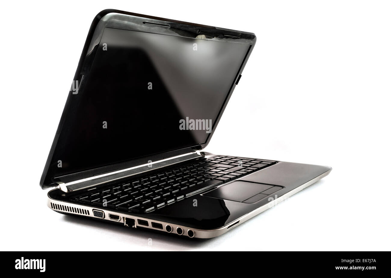 Open black laptop ro notebook on white background isolated Stock Photo ...