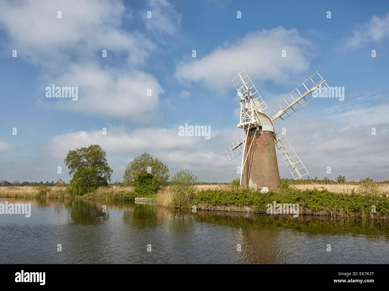 Turf Fen drainage windmill or wind pump on the river Ant Norfolk Broads ...