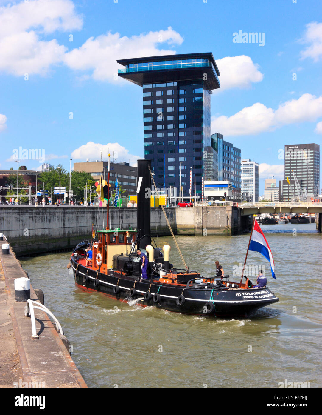 Vintage Steam Tug "Volharding 1" on River Maas, Rotterdam, South ...