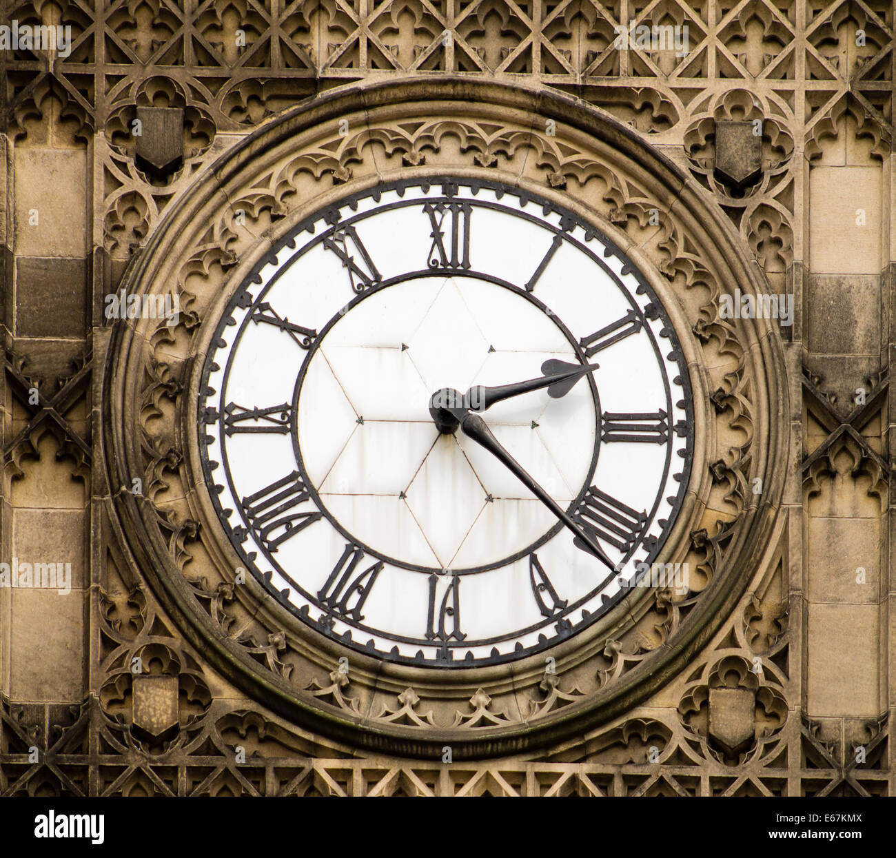 Clock of Manchester Town Hall, Albert Square, Manchester Stock Photo ...