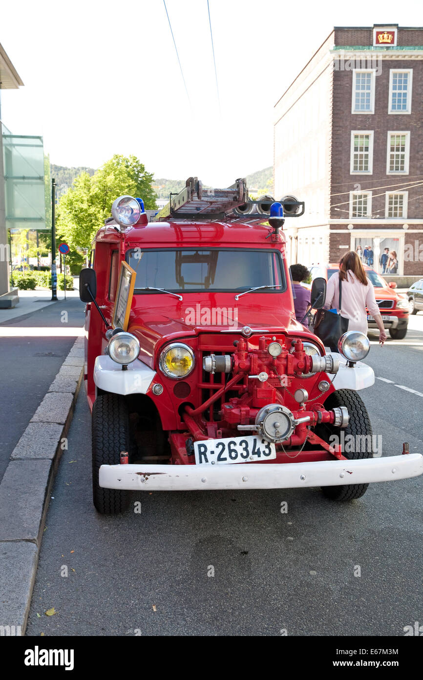 Old fire engines were on show at the fire station In Bergen Norway ...