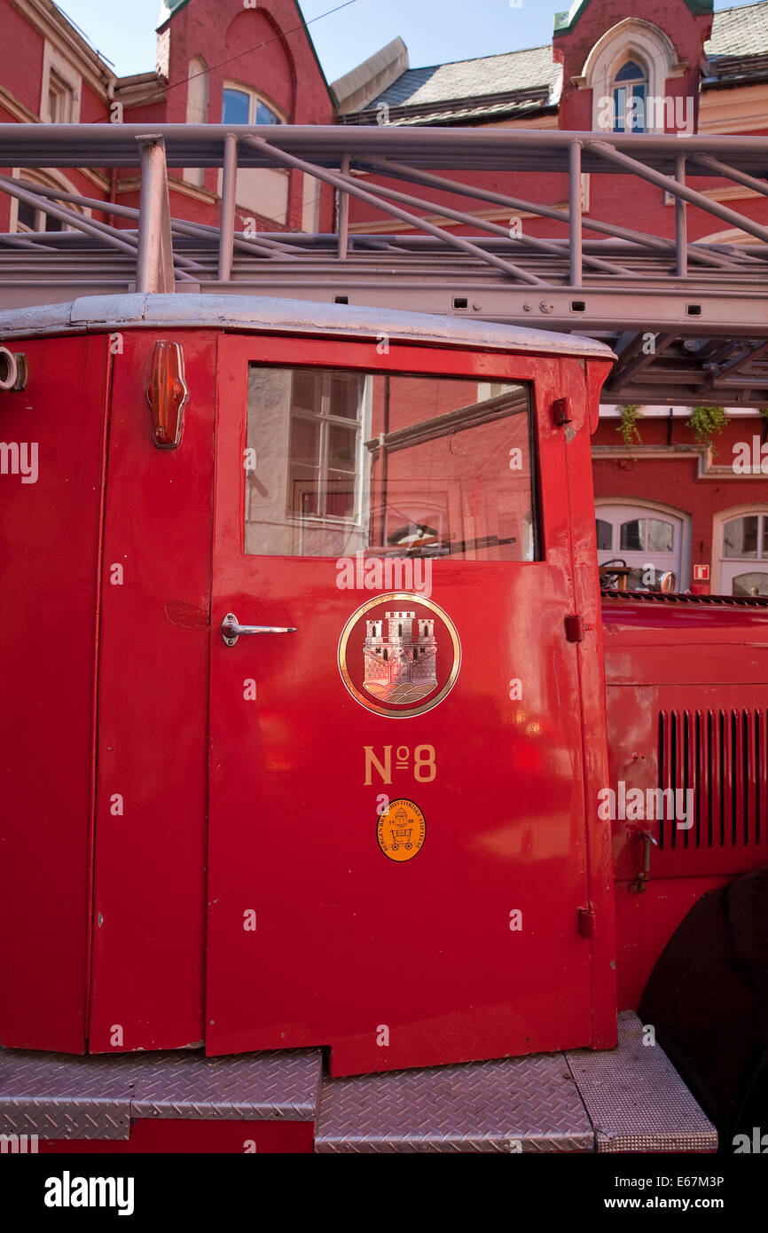 Old fire engines were on show at the fire station In Bergen Norway ...
