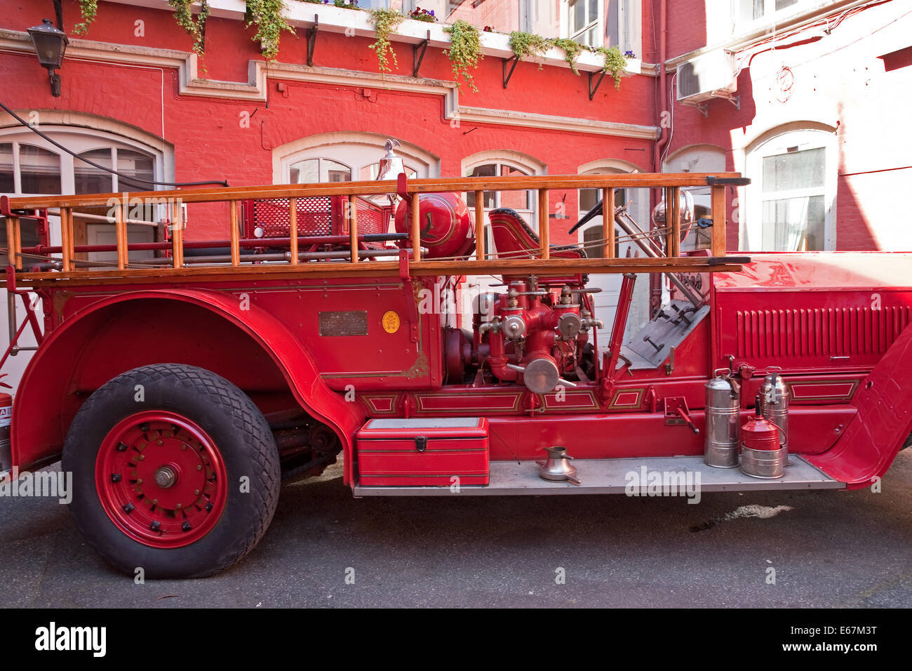 Old fire engines were on show at the fire station In Bergen Norway ...