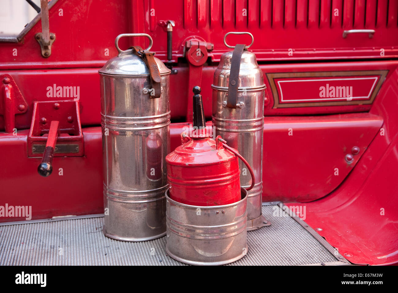 Old fire engines were on show at the fire station In Bergen Norway ...