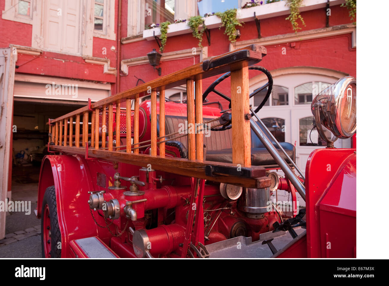 Old fire engines were on show at the fire station In Bergen Norway ...