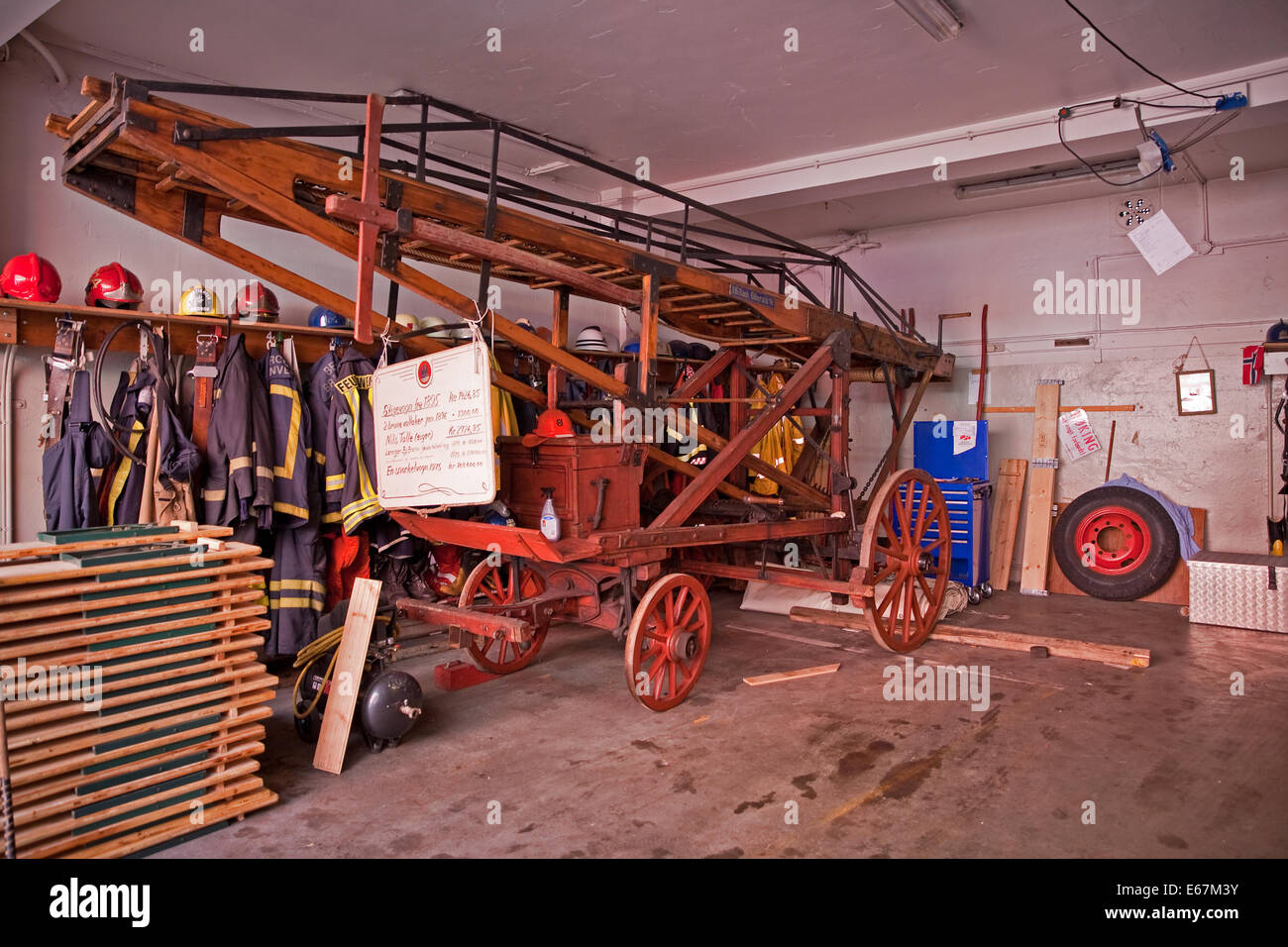 Old fire engines were on show at the fire station In Bergen Norway ...
