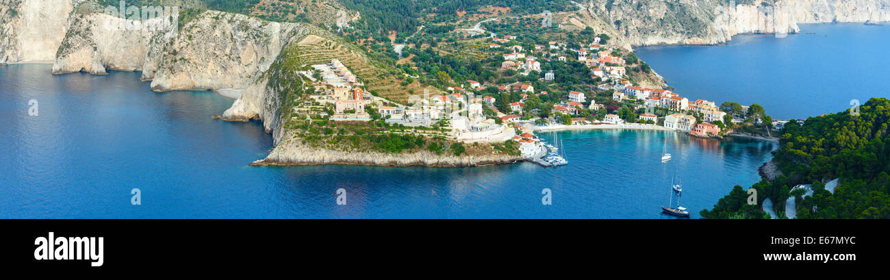 Summer sea view of Assos peninsula (Greece, Kefalonia, Ionian Sea ...