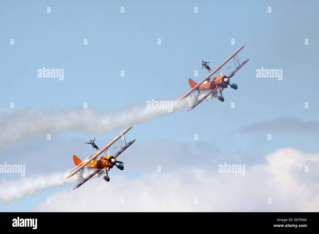 The Breitling Wingwalkers acrobatic team performing above Ascot ...