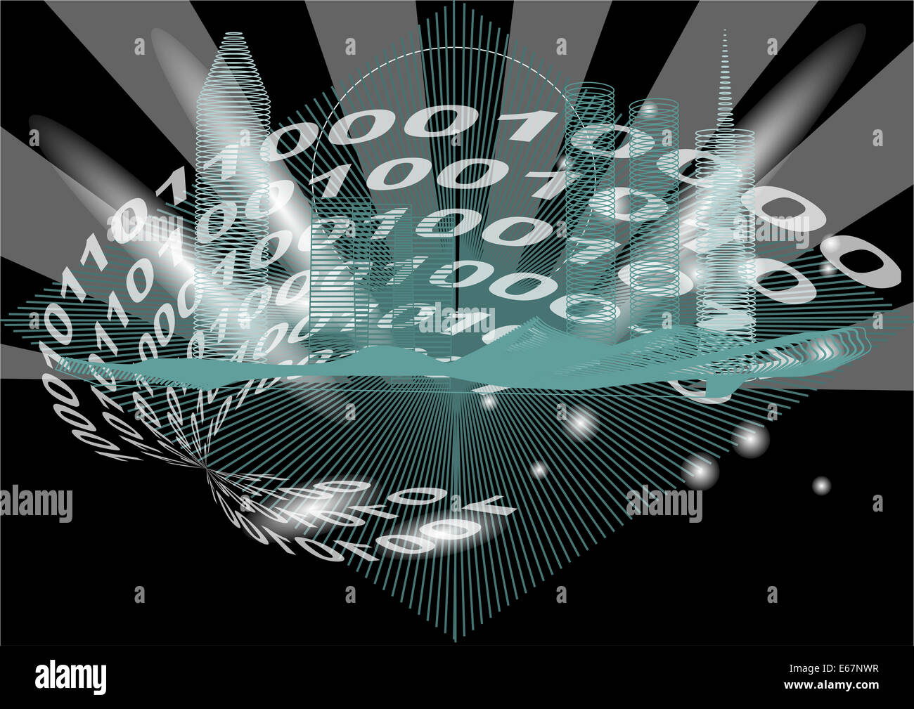 abstract city and binary code Stock Photo - Alamy