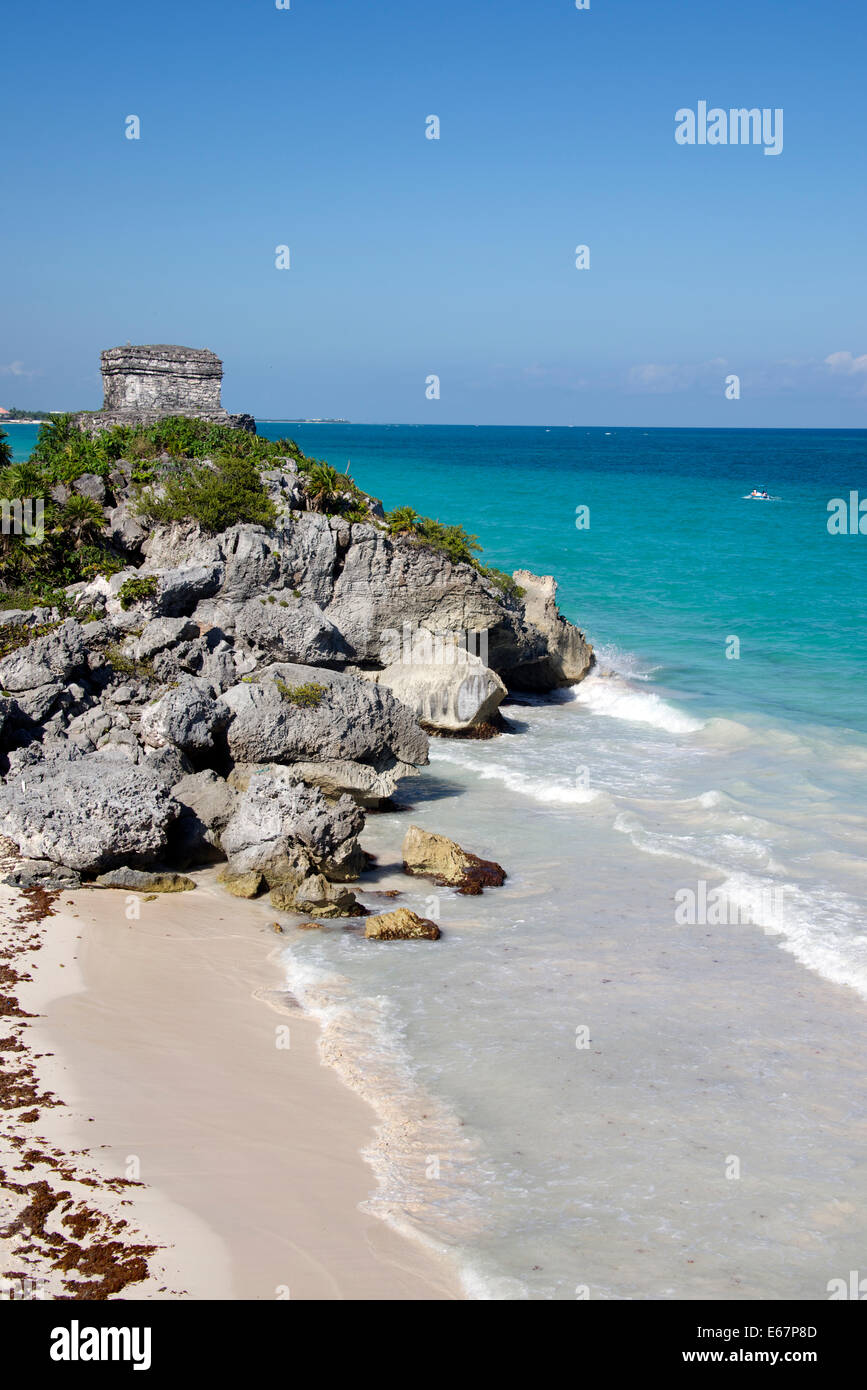 Beach and Temple of Wind Tulum Yucatan Mexico Stock Photo - Alamy