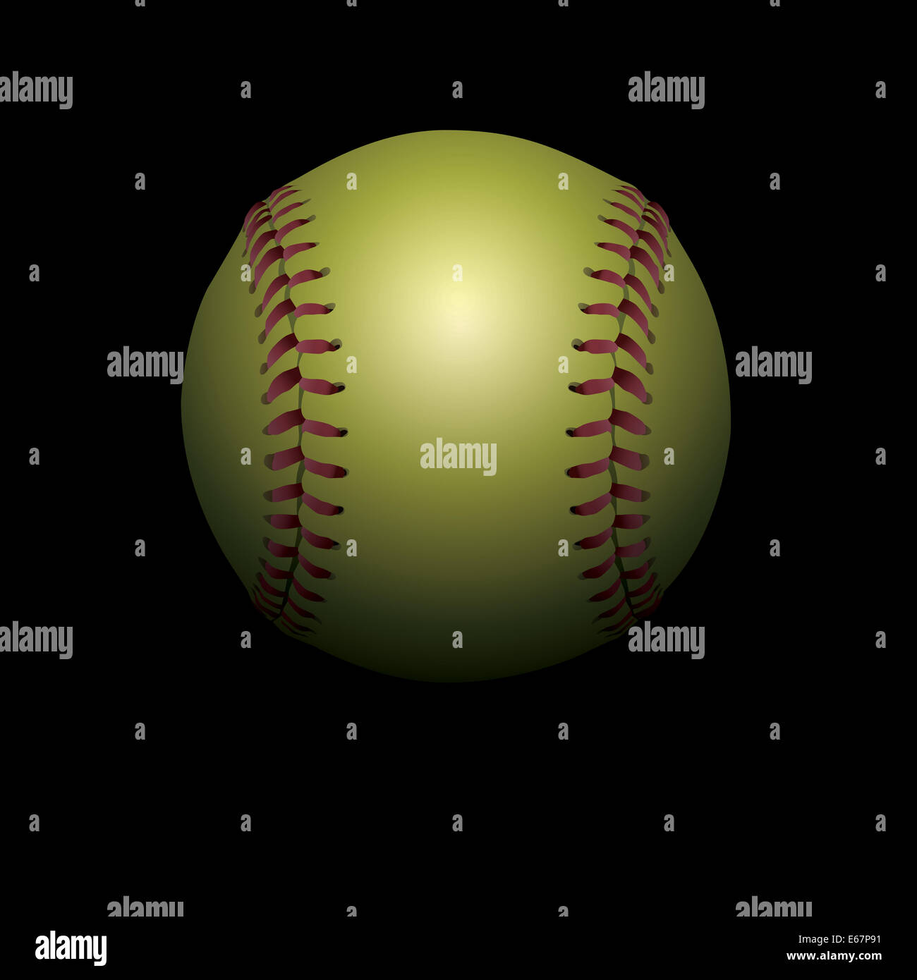 An illustration of a softball isolated on a black shadowed background ...