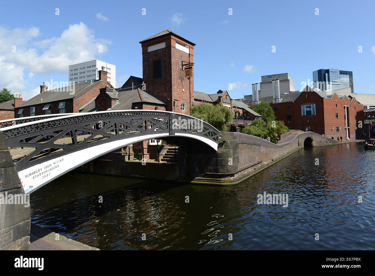 Birmingham Uk canals at Brindley Place modern buildings development ...