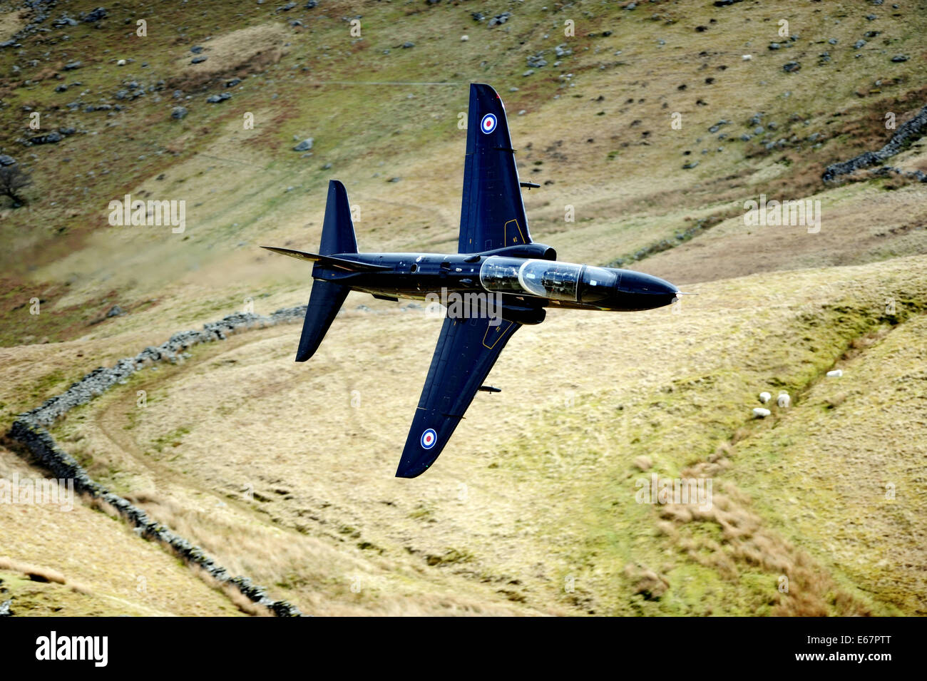 RAF T1 Hawk lowe leve traing in the mach loop north wales Stock Photo ...