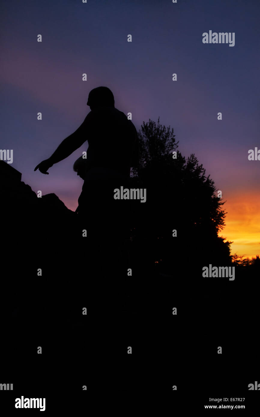Sunset person shadow silhouette hi-res stock photography and images - Alamy