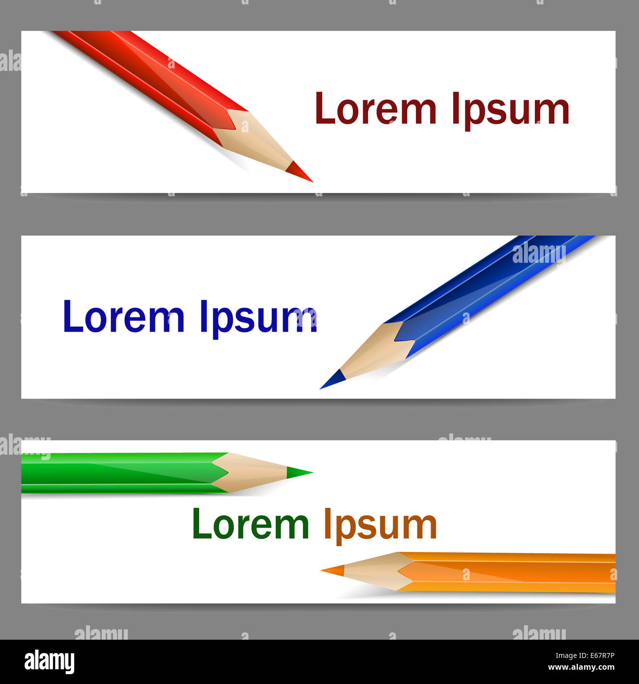 Set of banners with color pencils Stock Photo - Alamy