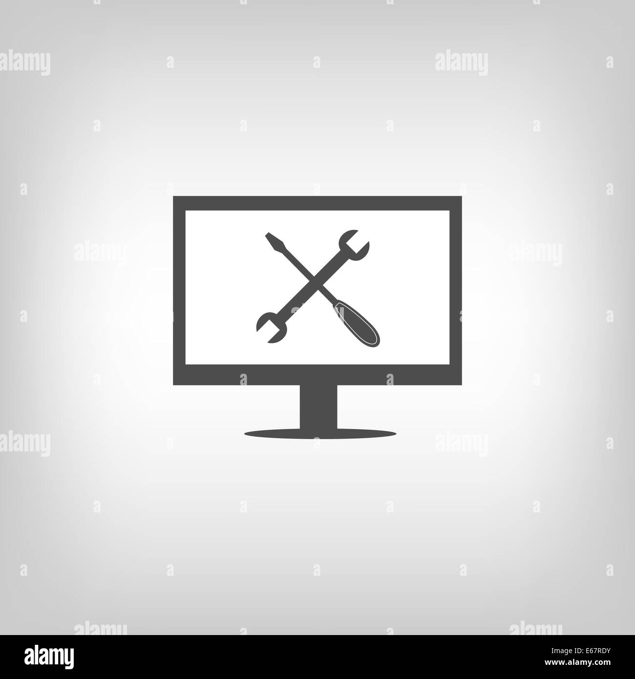 Computer with tool sign Stock Photo - Alamy
