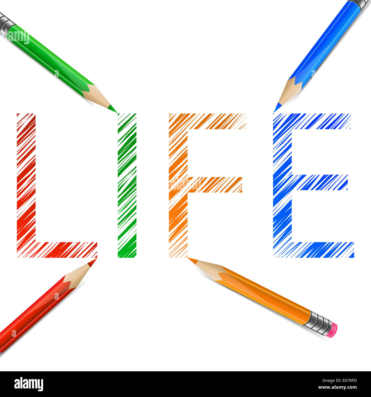 Life word drawn with pencils Stock Photo - Alamy