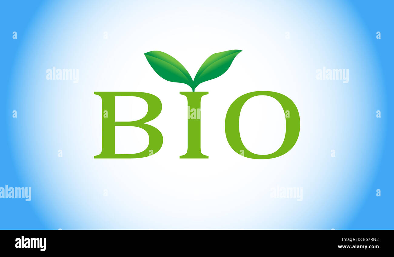 Bio word with green plant Stock Photo - Alamy