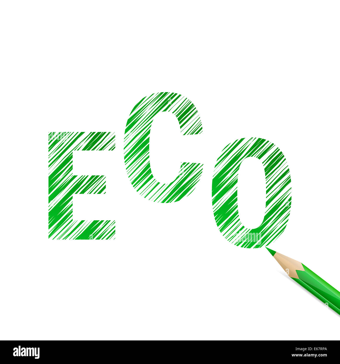 Eco text drawn with green pencil Stock Photo - Alamy