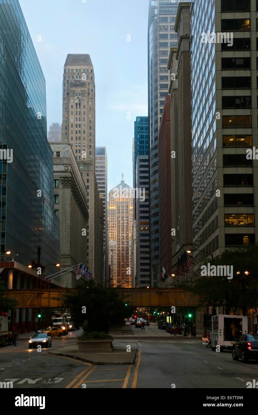LaSalle Street. Financial District, Board of Trade at far end of street ...