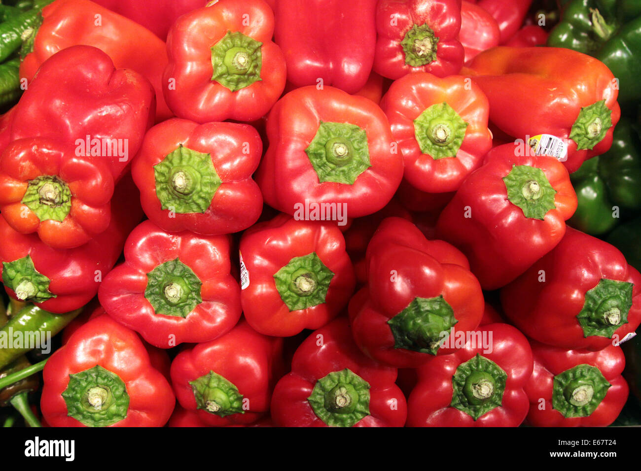 Colorful peppers on display at Market, Philadelphia, Pennsylvania Stock ...