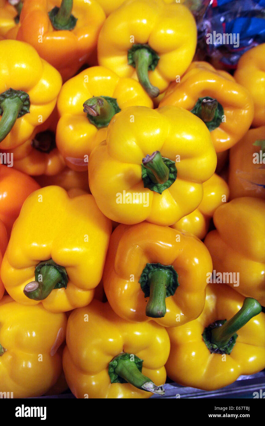 Colorful peppers on display at Market, Philadelphia, Pennsylvania Stock ...