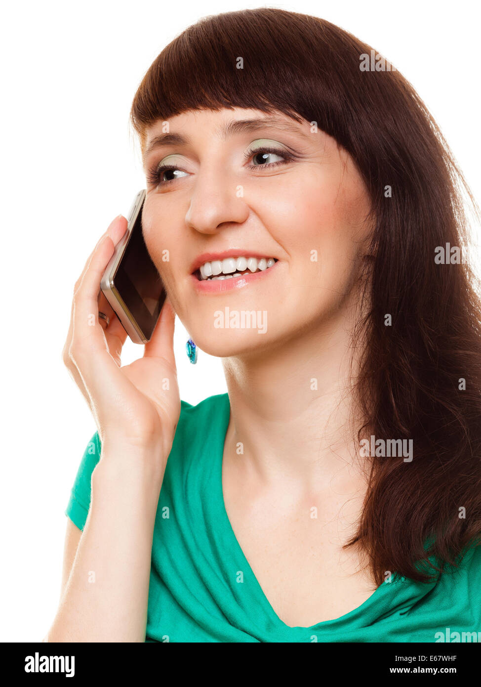 Technology and communication. Woman fashionable girl talking on mobile ...