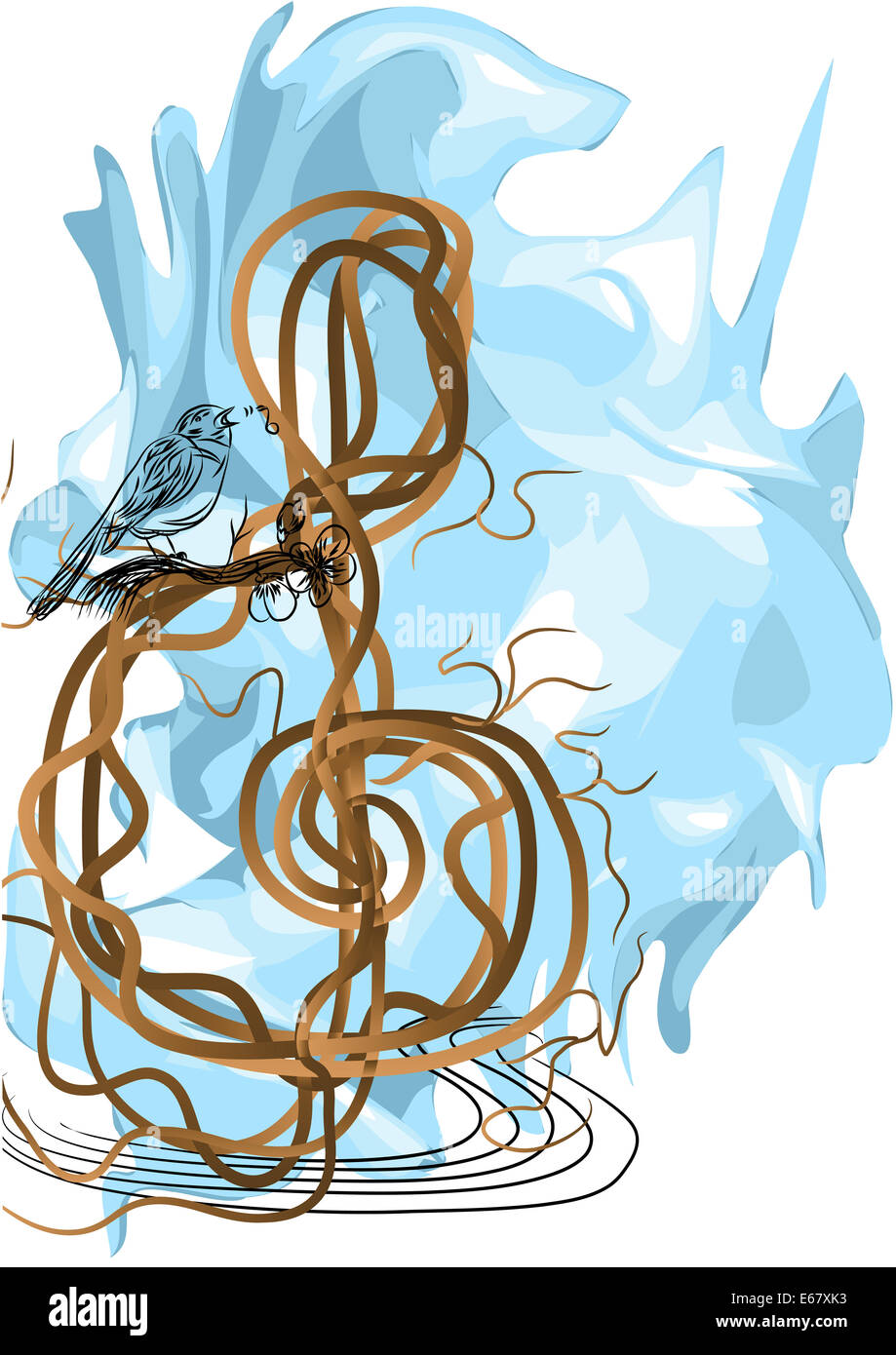 treble clef and bird Stock Photo - Alamy