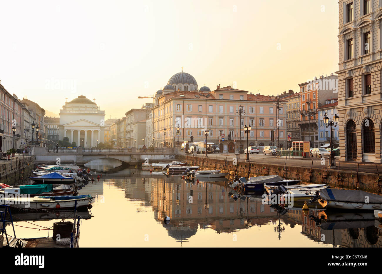 Trieste, Italy. Canale Grande (Grand Canal) in early morning light ...