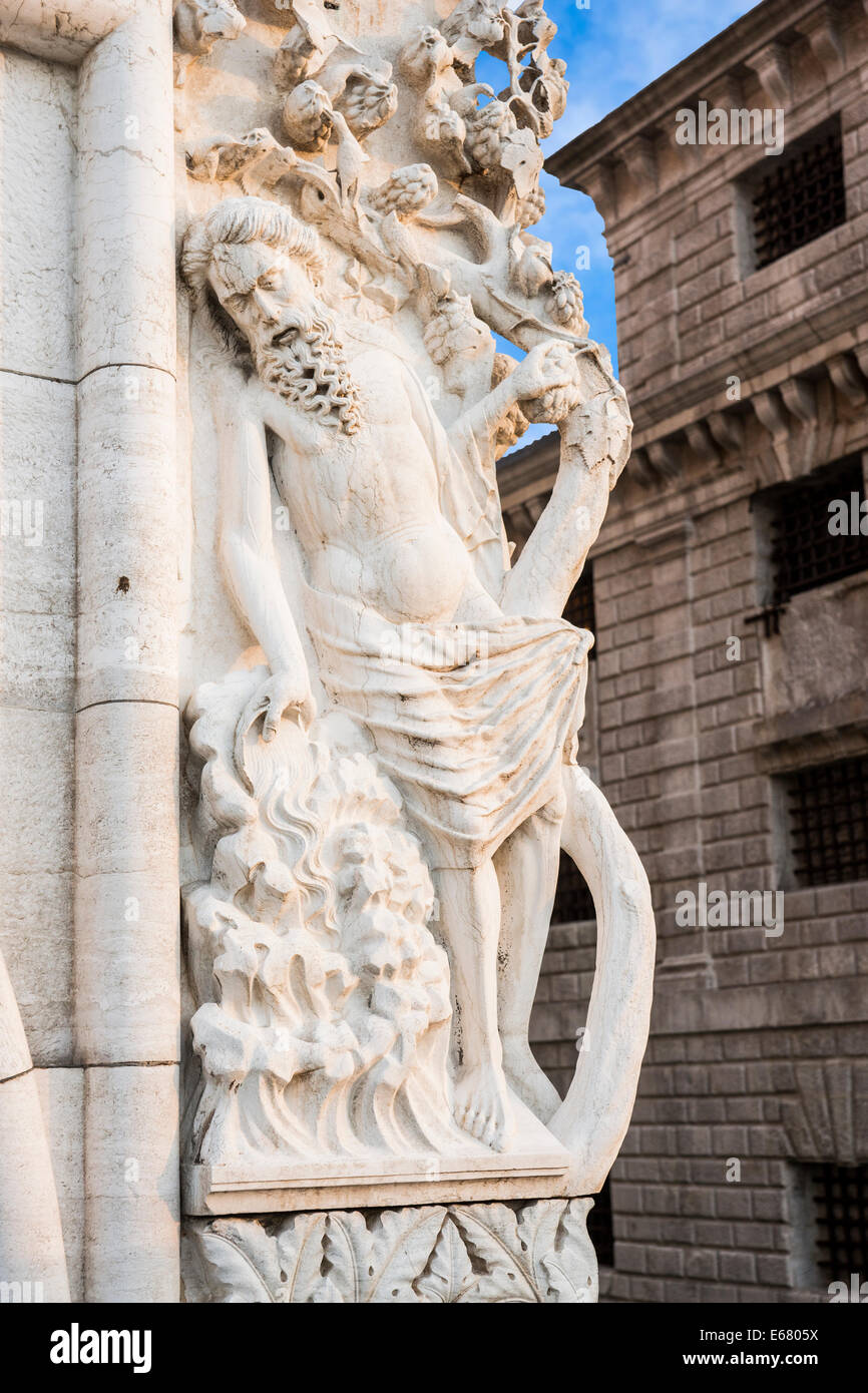 Relief statue of the Drunkenness of Noah on the corner of the Doge's ...