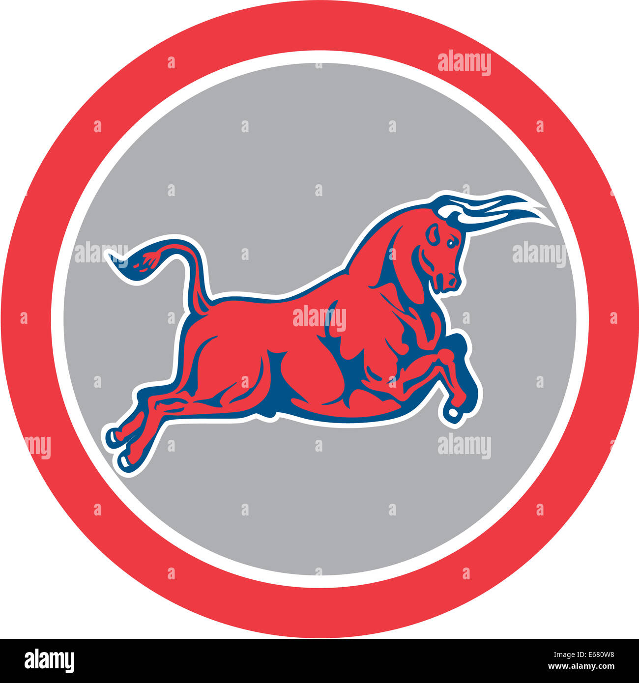 Illustration of a bull facing jumping attacking charging viewed from ...