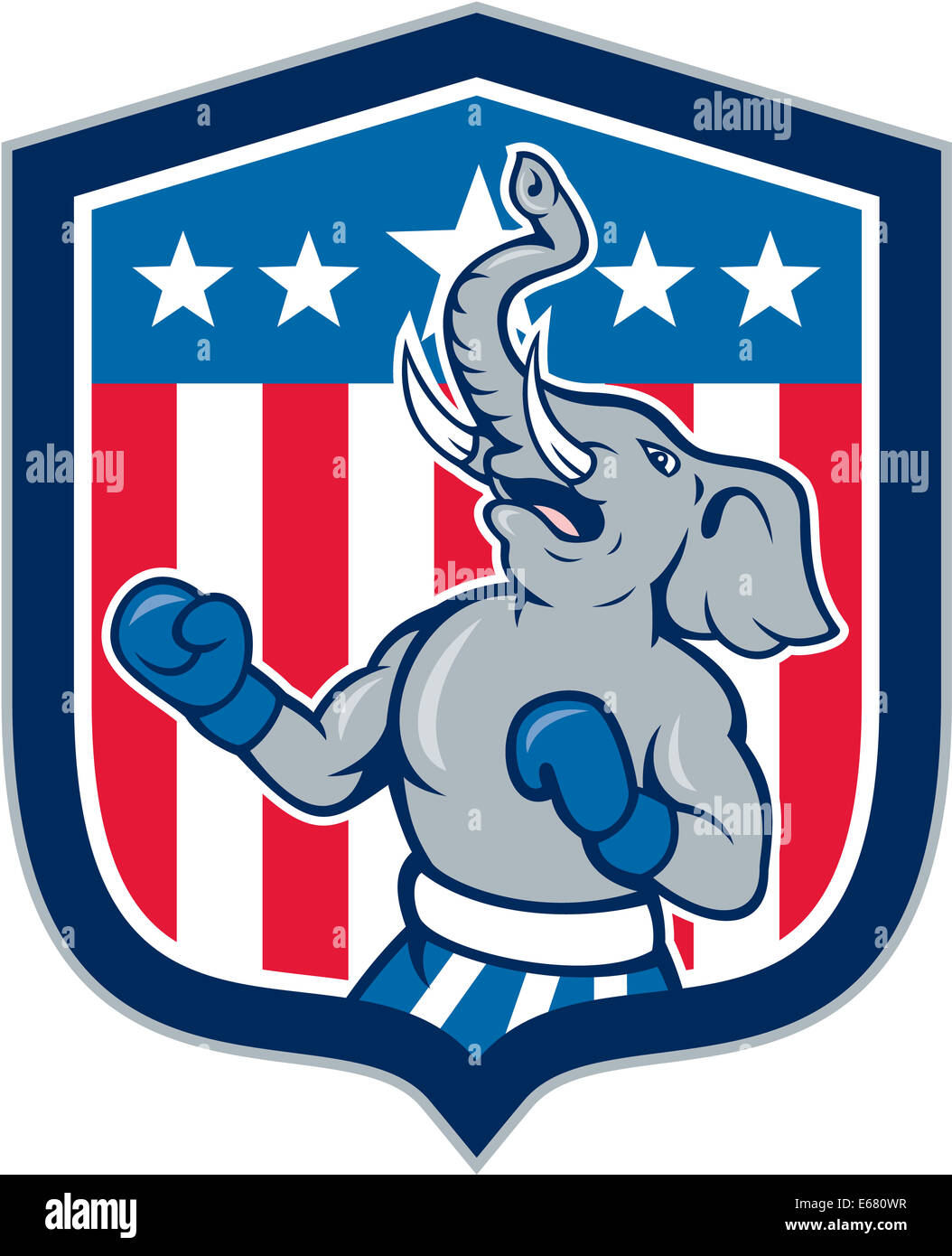 Illustration of a republican elephant boxer mascot of the republican ...