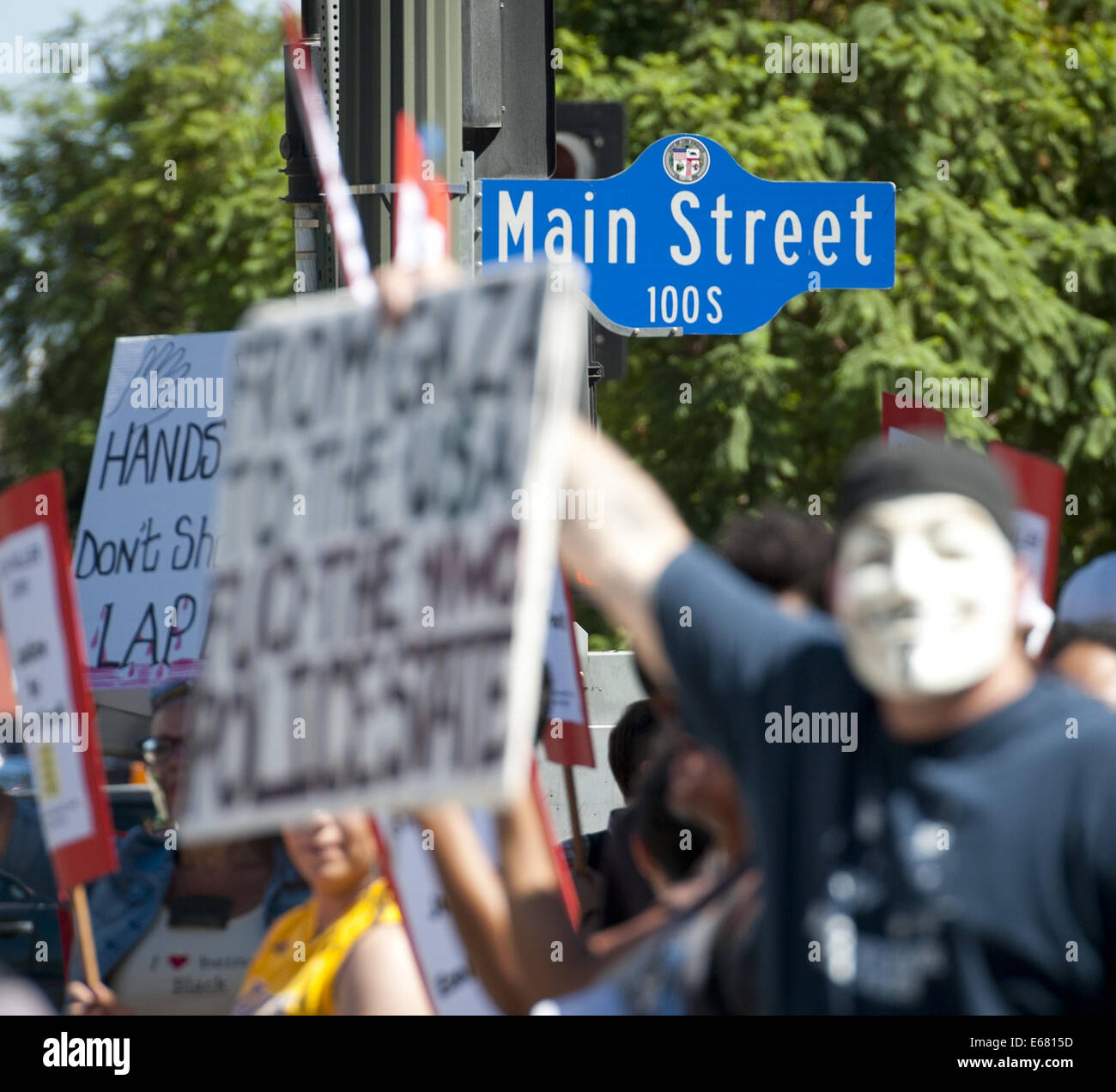 Los Angeles, California, USA. 17th Aug, 2014. A street sign announcing ...