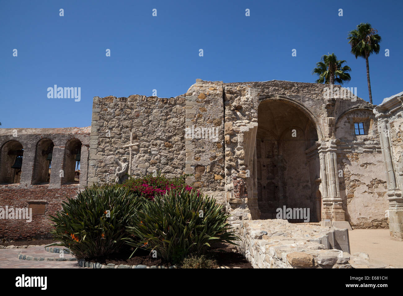 Ruins of the Great Stone Church at the Mission San Juan Capistrano, San ...