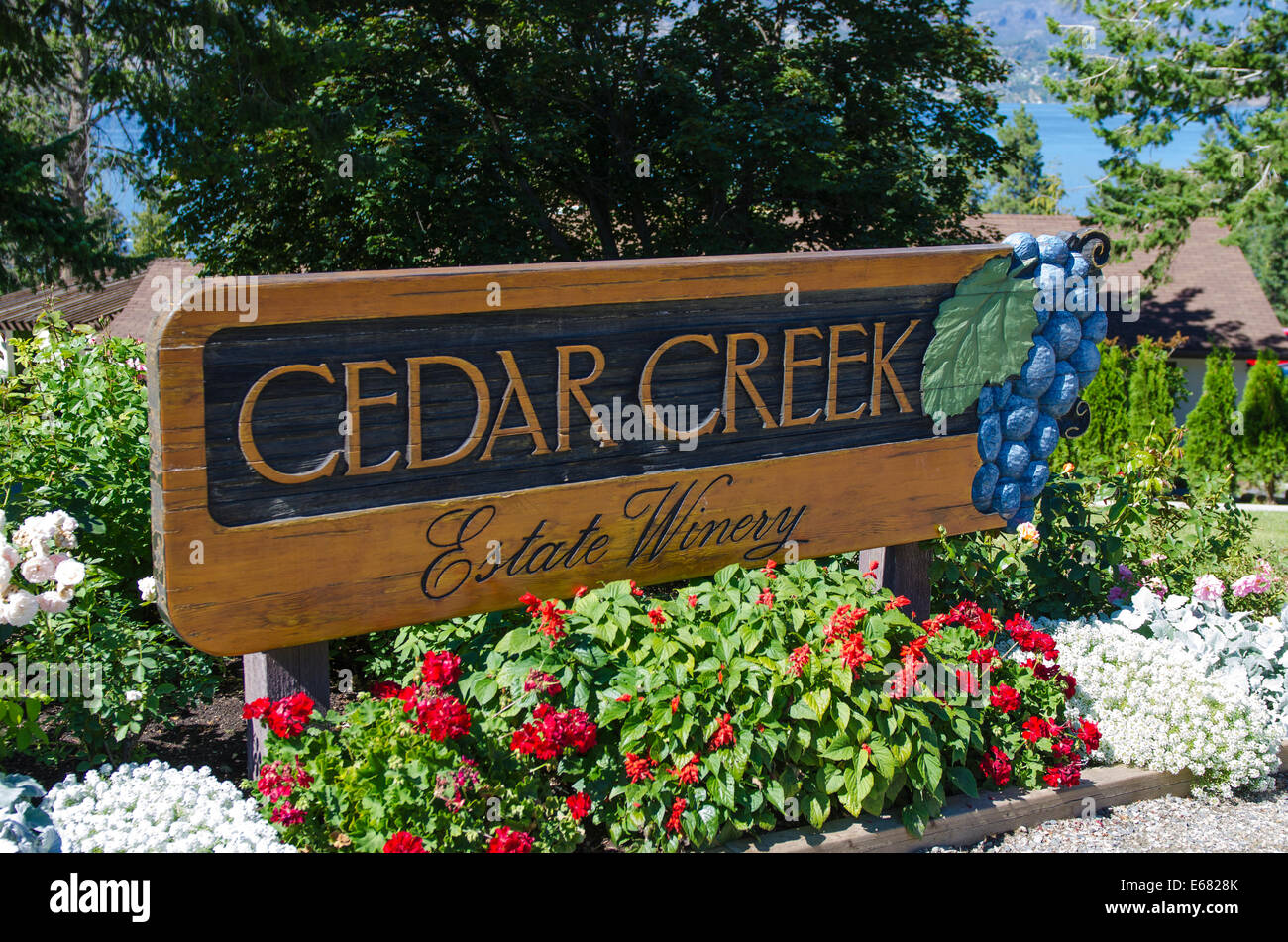 Cedar Creek Estate Winery sign, Kelowna, British Columbia, Canada Stock ...