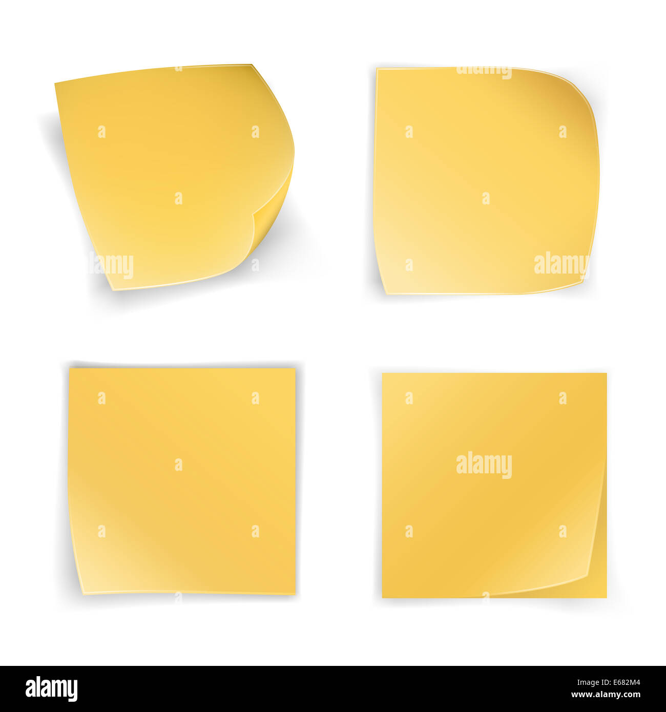 Yellow stick notes on white background, vector illustration Stock Photo ...