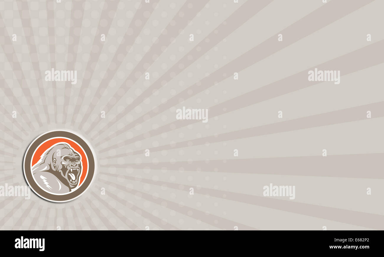 Business card showing illustration of an angry gorilla ape head set ...