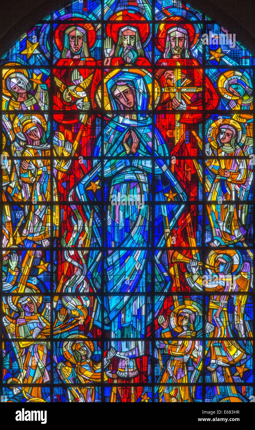 BRUSSELS, BELGIUM - JUNE 15, 2014: Virgin Mary and the Trinity from ...