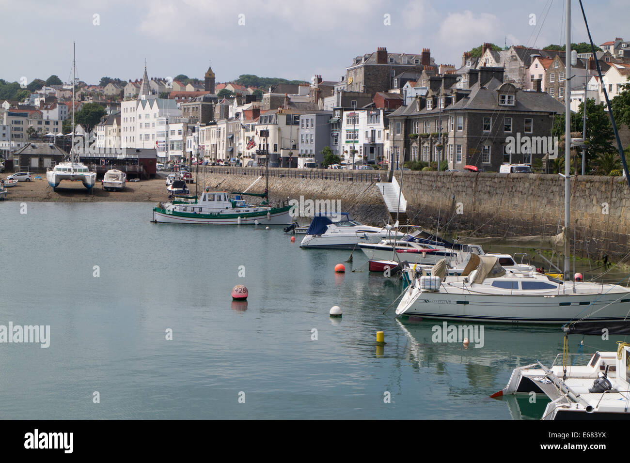 Boats in the marina St Peter's Port Guernsey Channel Islands with the ...
