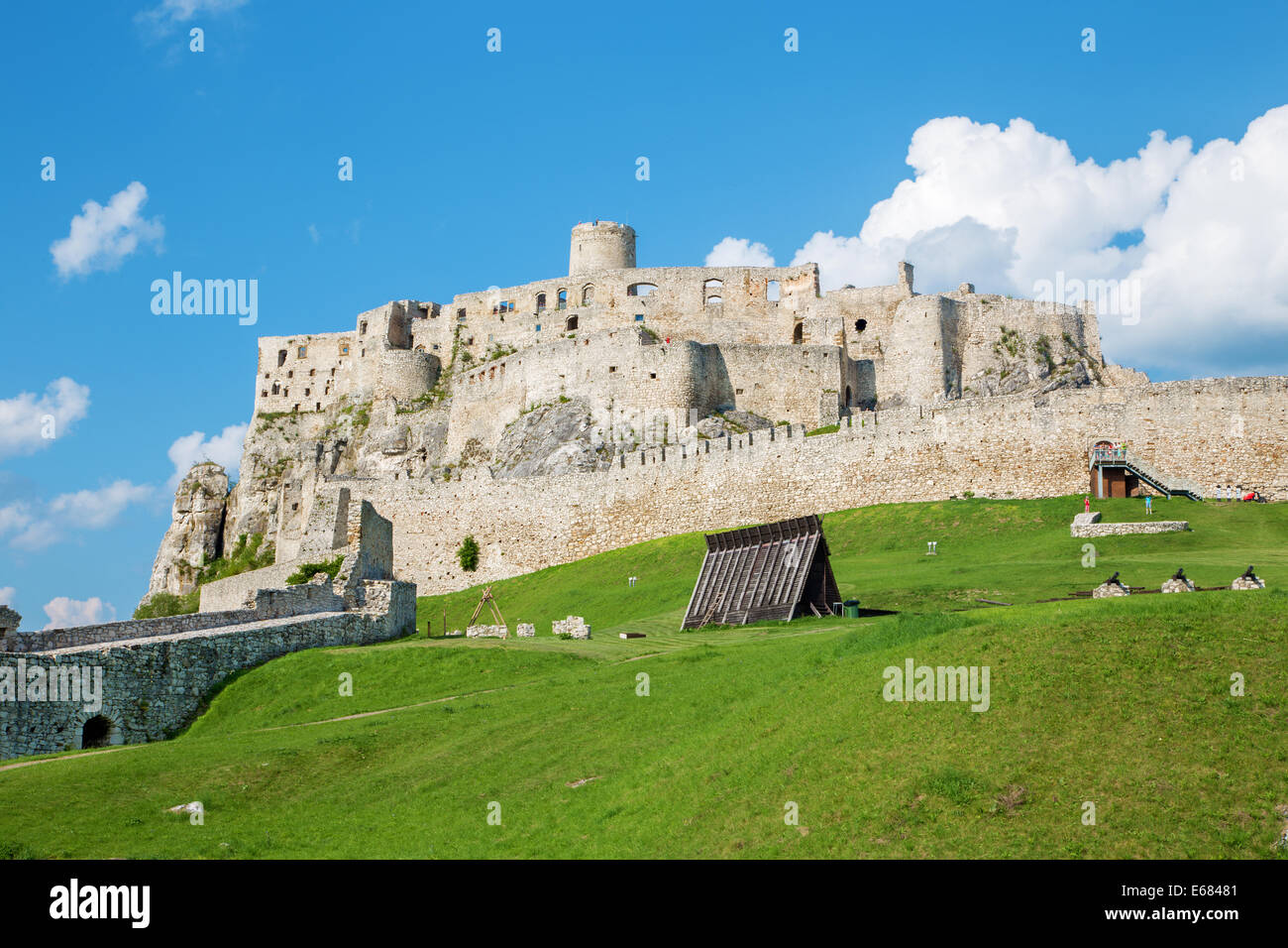 Spissky castle - Look from down castle courtyard Stock Photo - Alamy