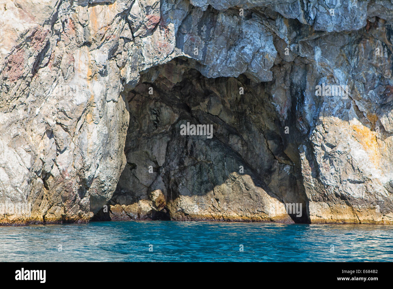 Sea landscape with rocks on shore, recorded in place Balaclava in ...