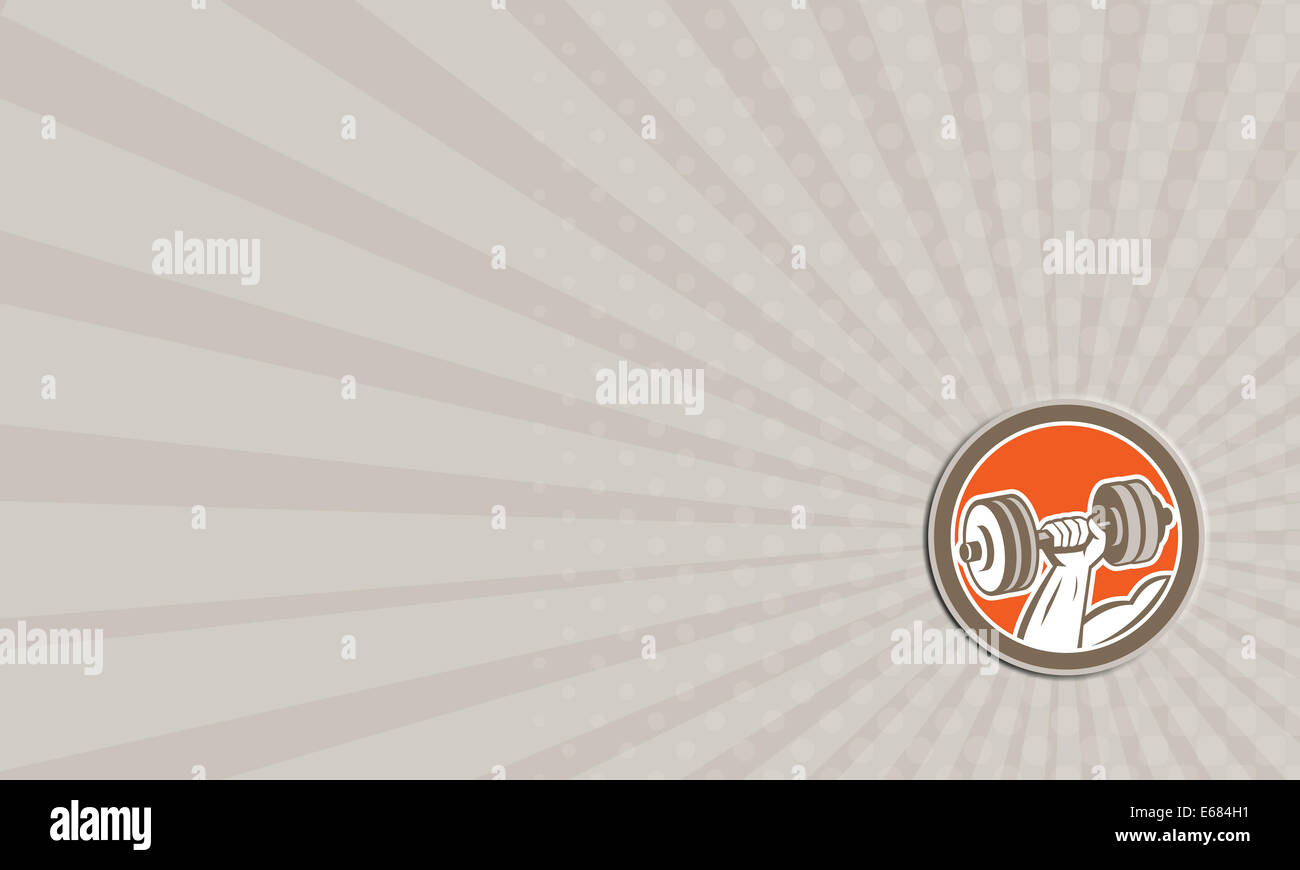 Business card showing illustration of a hand lifting dumbbell weight ...