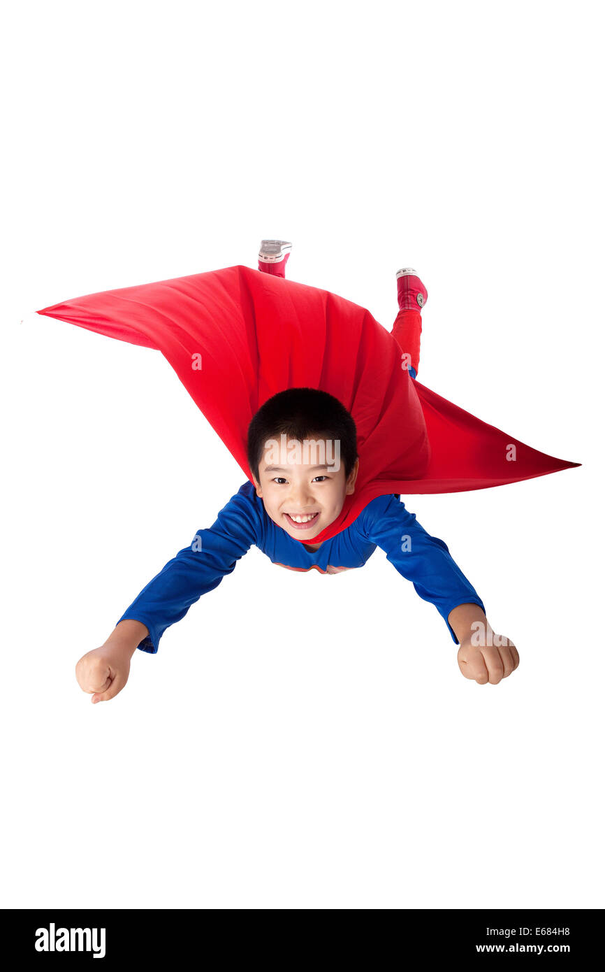 Smiling boy flying on Cut Out Stock Images & Pictures - Alamy
