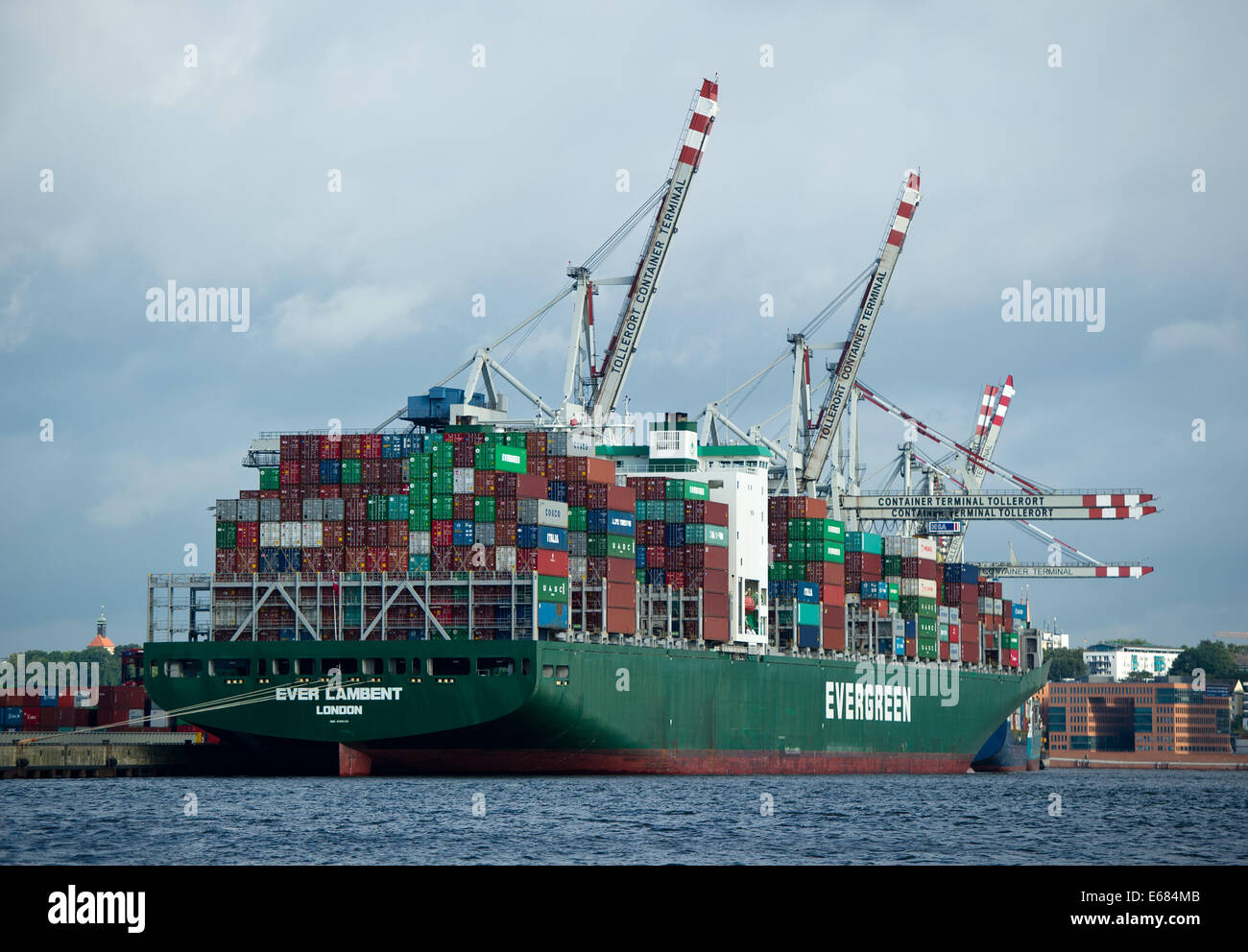 Hamburg, Germany. 18th Aug, 2014. The containership 'Ever Lambent' of ...