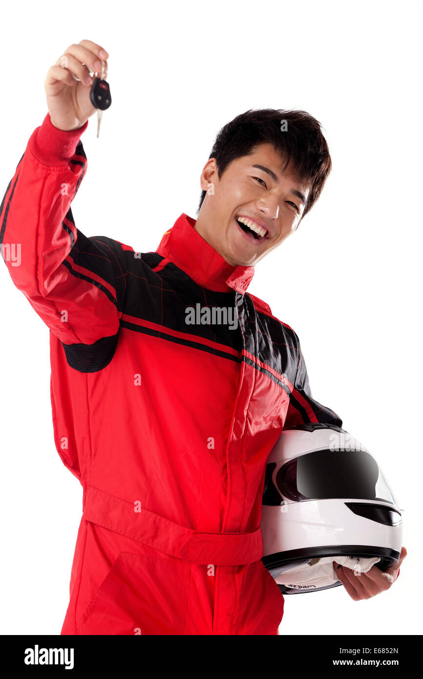 Standing side by side looking at camera race car driver hi-res stock ...