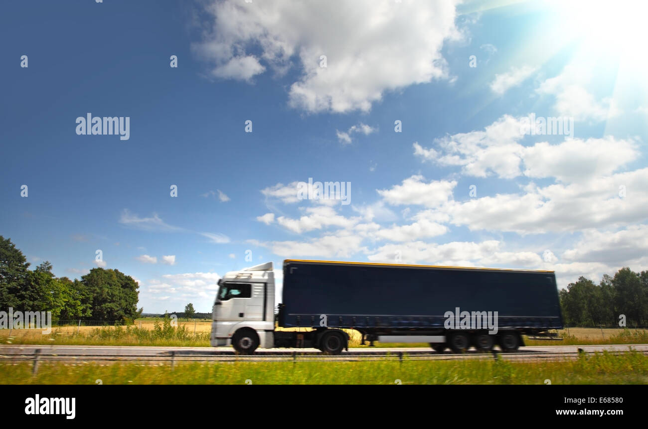 Truck on the road Stock Photo - Alamy