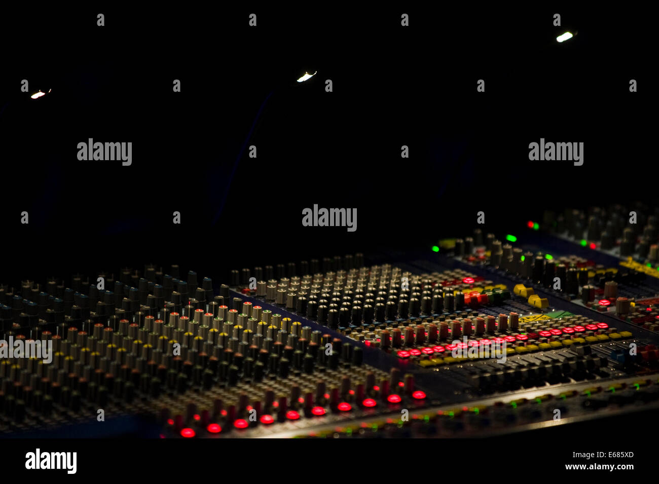 Live music sound console in use during Brecon Jazz Festival 2014 Stock ...