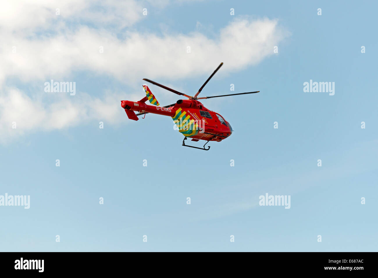 London Red Air Ambulance Helicopter in Flight Stock Photo - Alamy