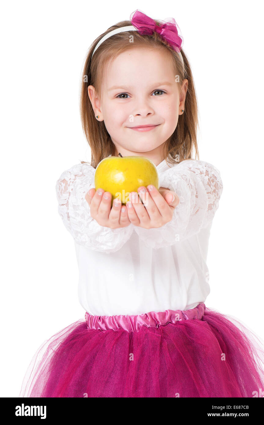 Girl with apple Stock Photo - Alamy