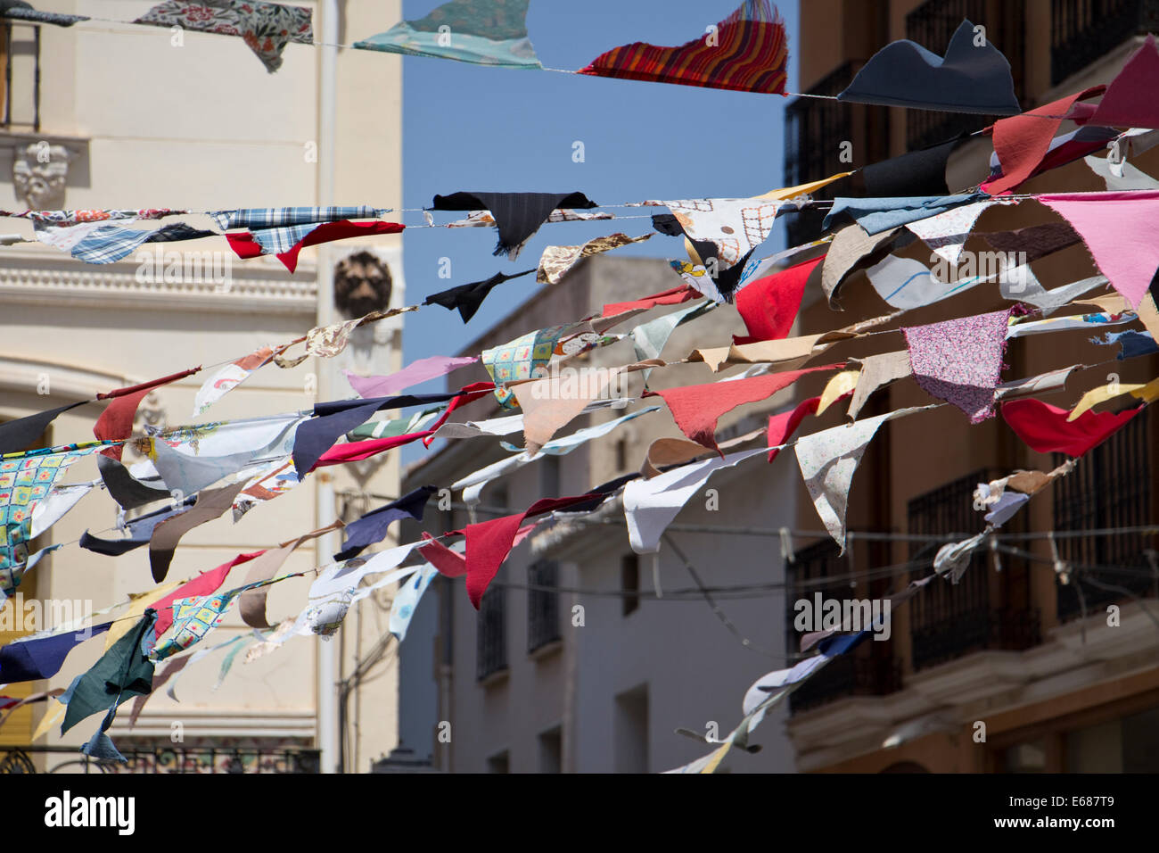 Local market and fiesta in the market plaza in Orba, Spain Stock Photo ...